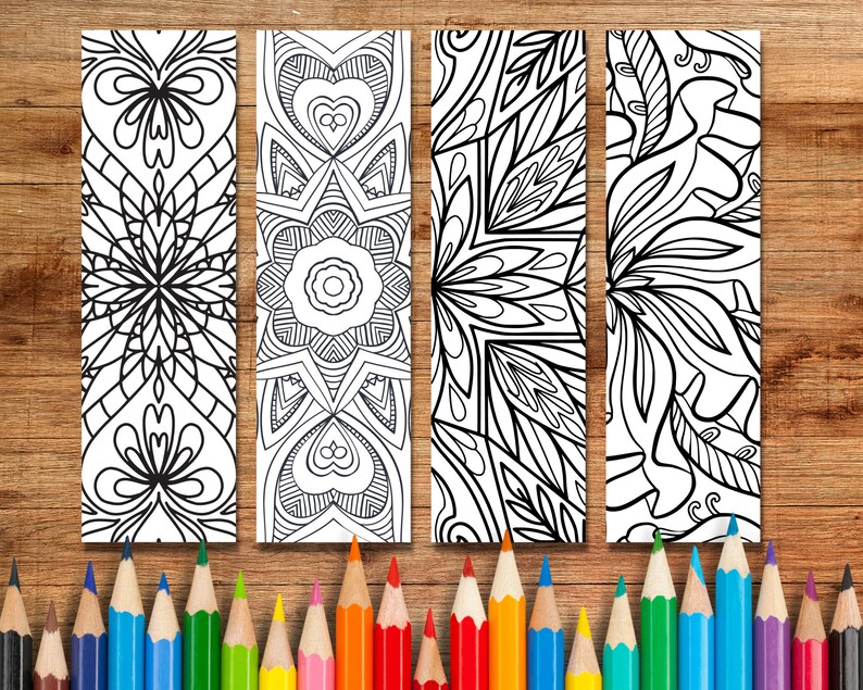 Coloring Bookmark, Printable Bookmark, Bookmark Set of 30, Mandala ...
