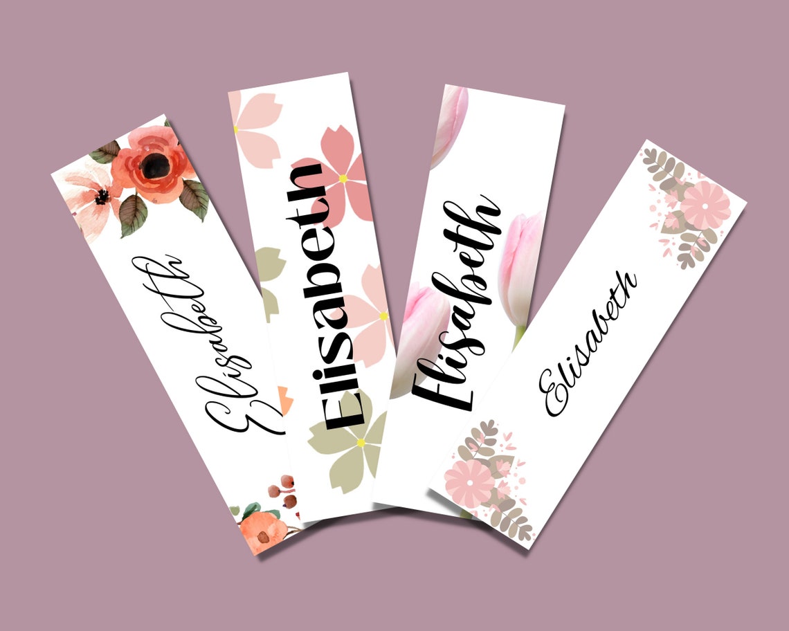 Printable Custom Bookmarks, Personalized Printable Bookmarks, Set of 4 ...