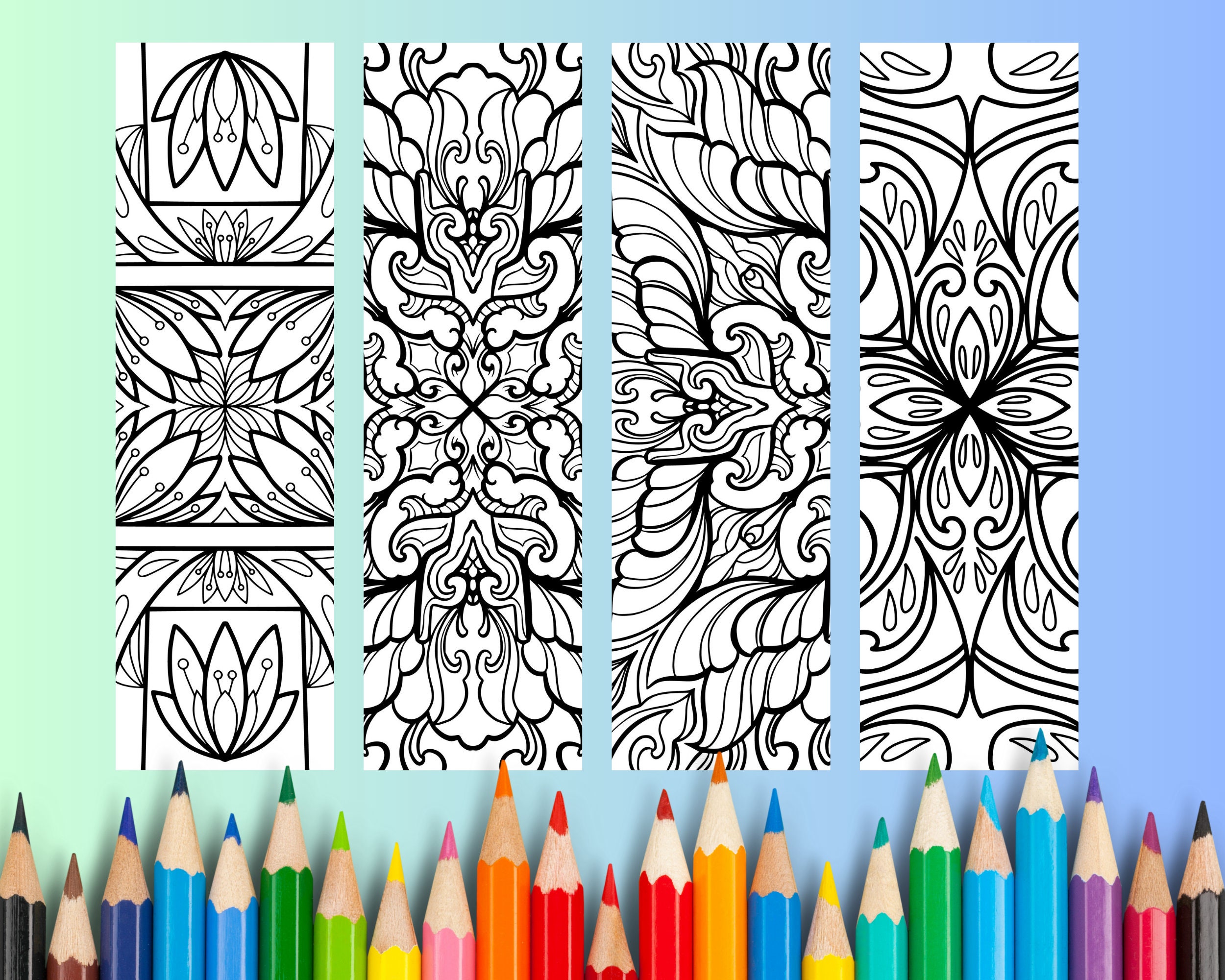 Digital Bookmark for Coloring, Mandala Coloring Bookmark, Coloring ...