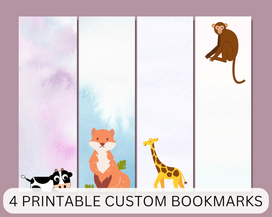 Animal Bookmark for Kid, Printable Animal Bookmarks, Printable ...