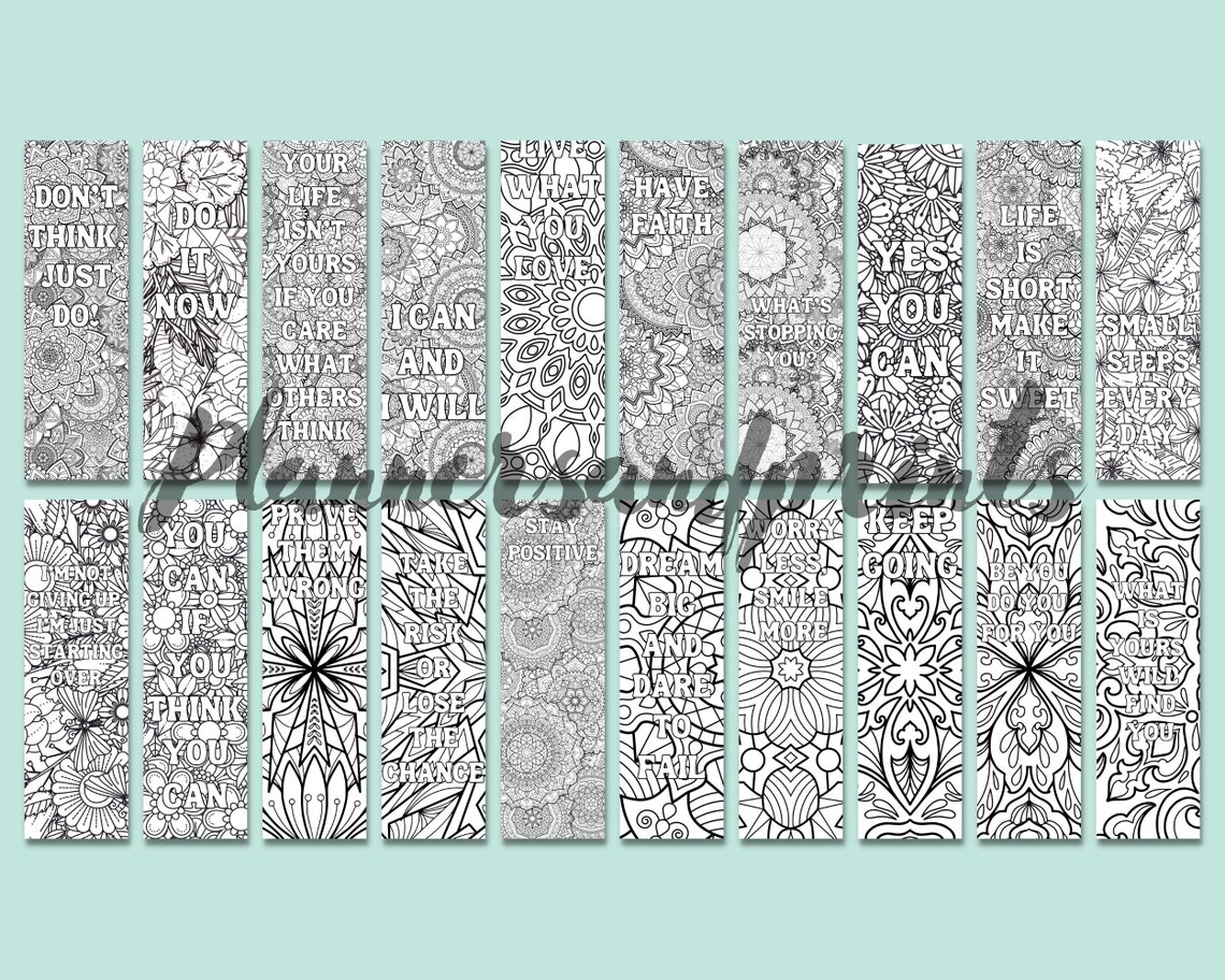 Mandala Coloring Bookmarks: Set of 20 Printable Floral Designs (PDF) - Etsy