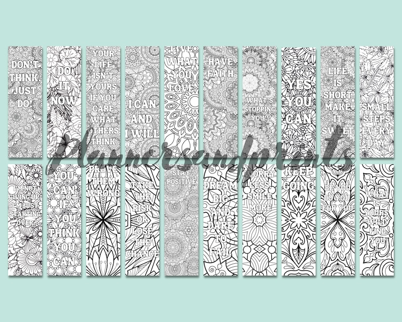 Mandala Coloring Bookmarks: Set of 20 Printable Floral Designs (PDF) - Etsy