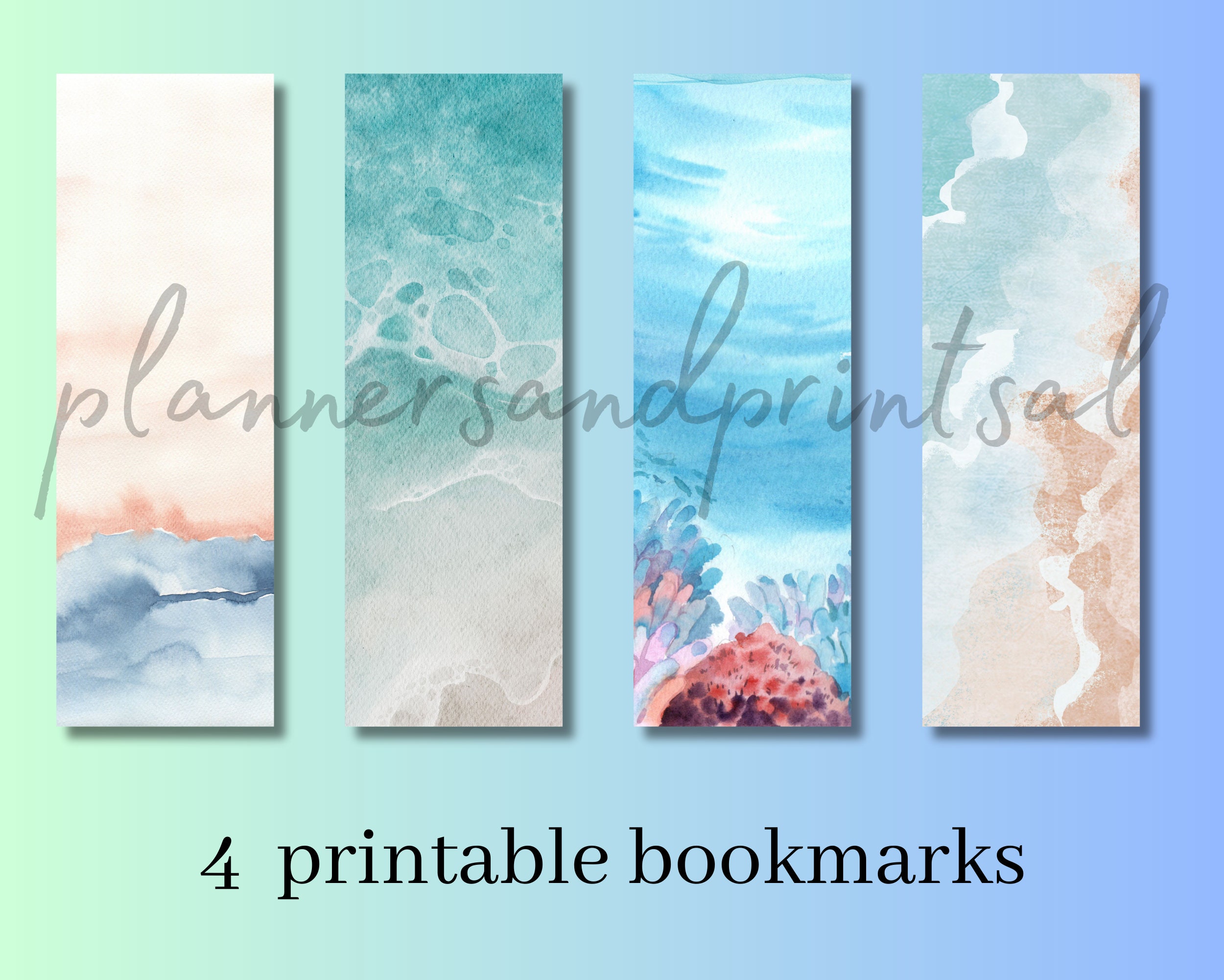 Printable Bookmarks With Watercolor Illustrations, Printable Bookmark ...