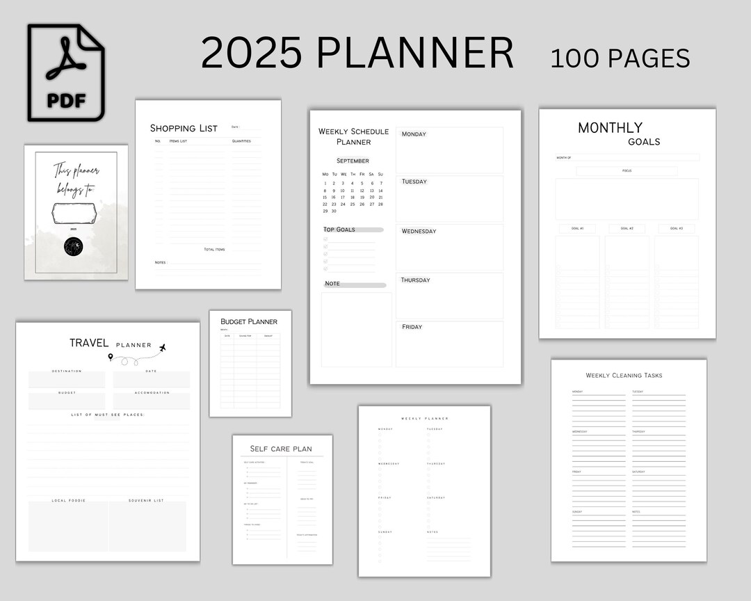 2025 Digital Planner | Planner Printable | Minimalist Yearly Planner ...