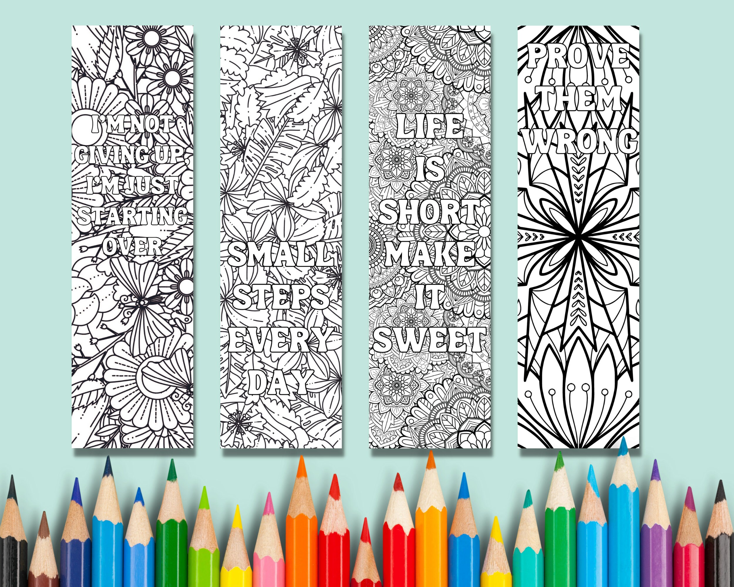 Printable Coloring Bookmarks, Set of 20, Mandala Bookmarks, Coloring ...