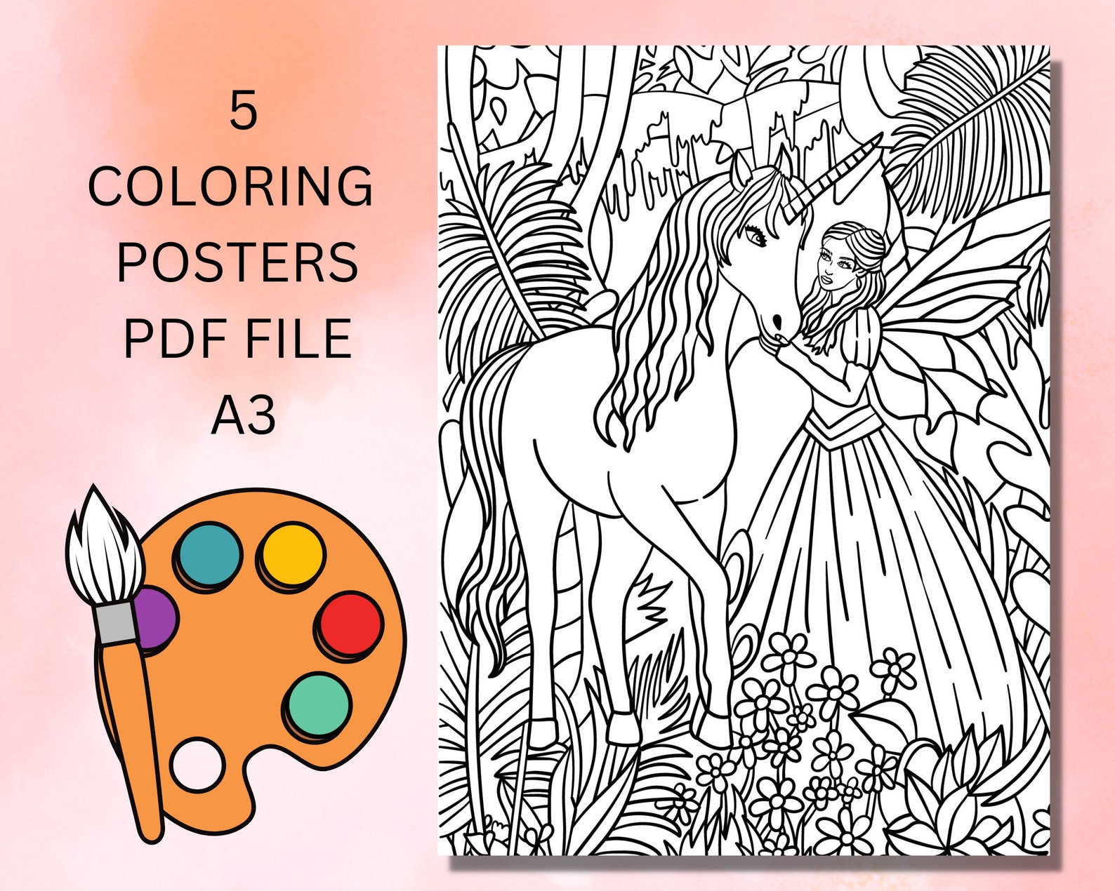 Fairy Coloring Poster, Coloring Posters, Coloring Sheets, A3 Document ...