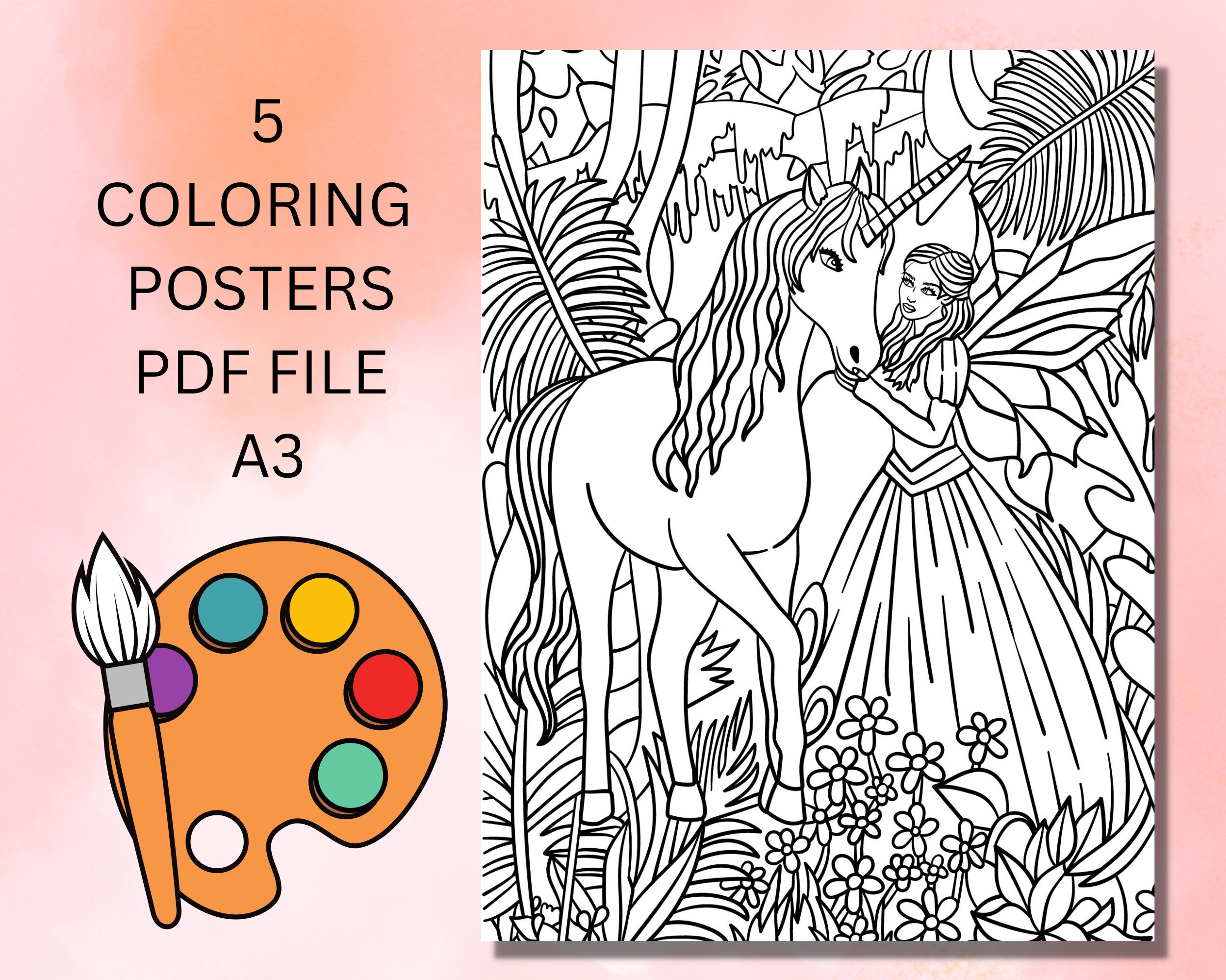 Fairy Coloring Poster, Coloring Posters, Coloring Sheets, A3 Document ...