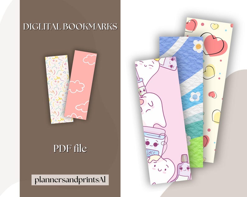 Cute Printable Bookmarks | Set of 20 Digital Bookmarks | Bookish Prints ...