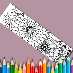 Floral Mandala Coloring Bookmarks: Set of 8 (digital Download) - Etsy