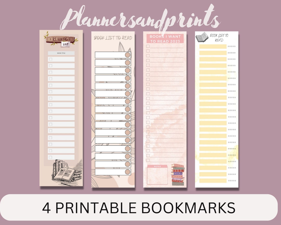 Printable Bookmarks, Book List, Reading List, Reading Tracker Bookmarks ...