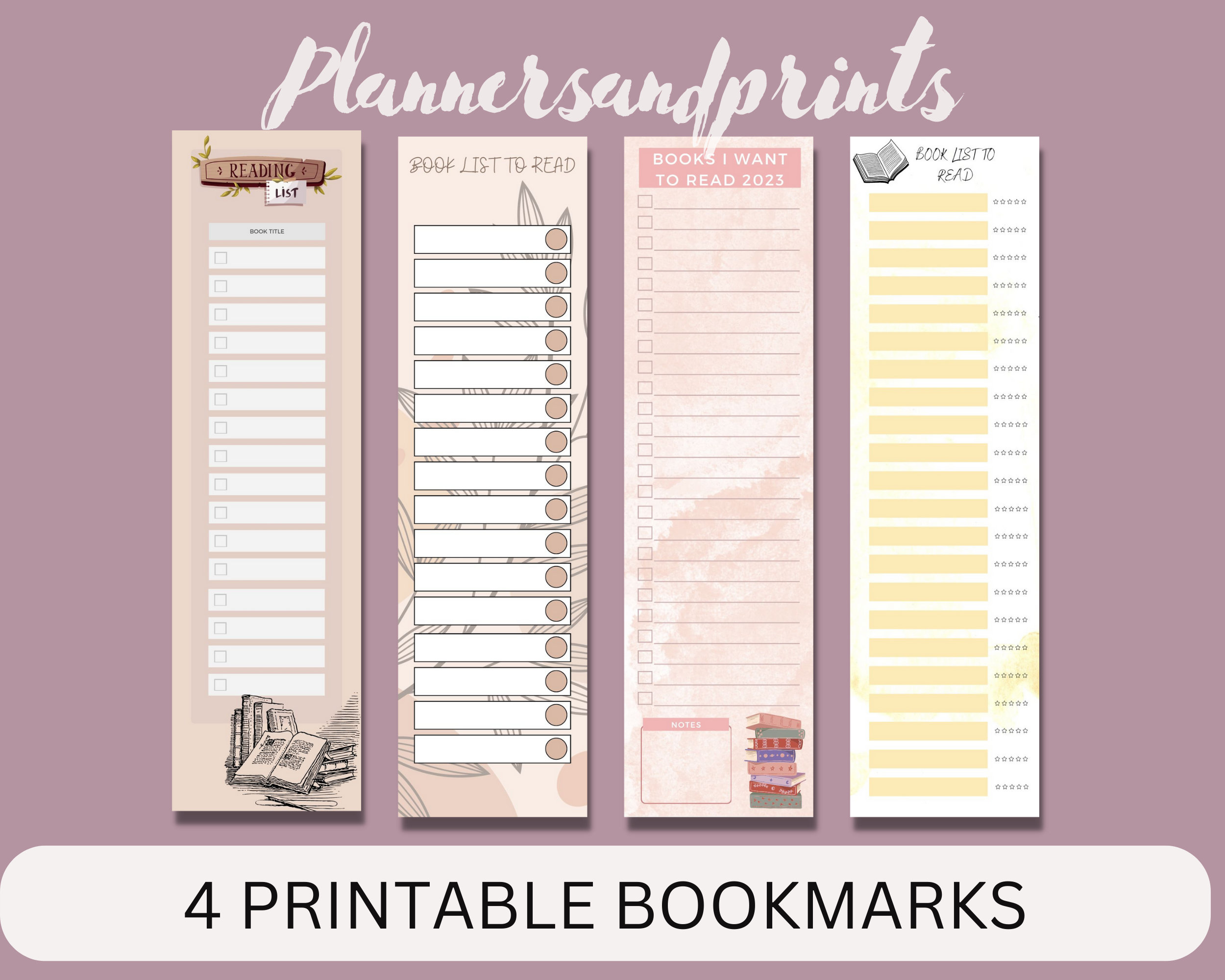 Printable Bookmarks, Book List, Reading List, Reading Tracker Bookmarks ...