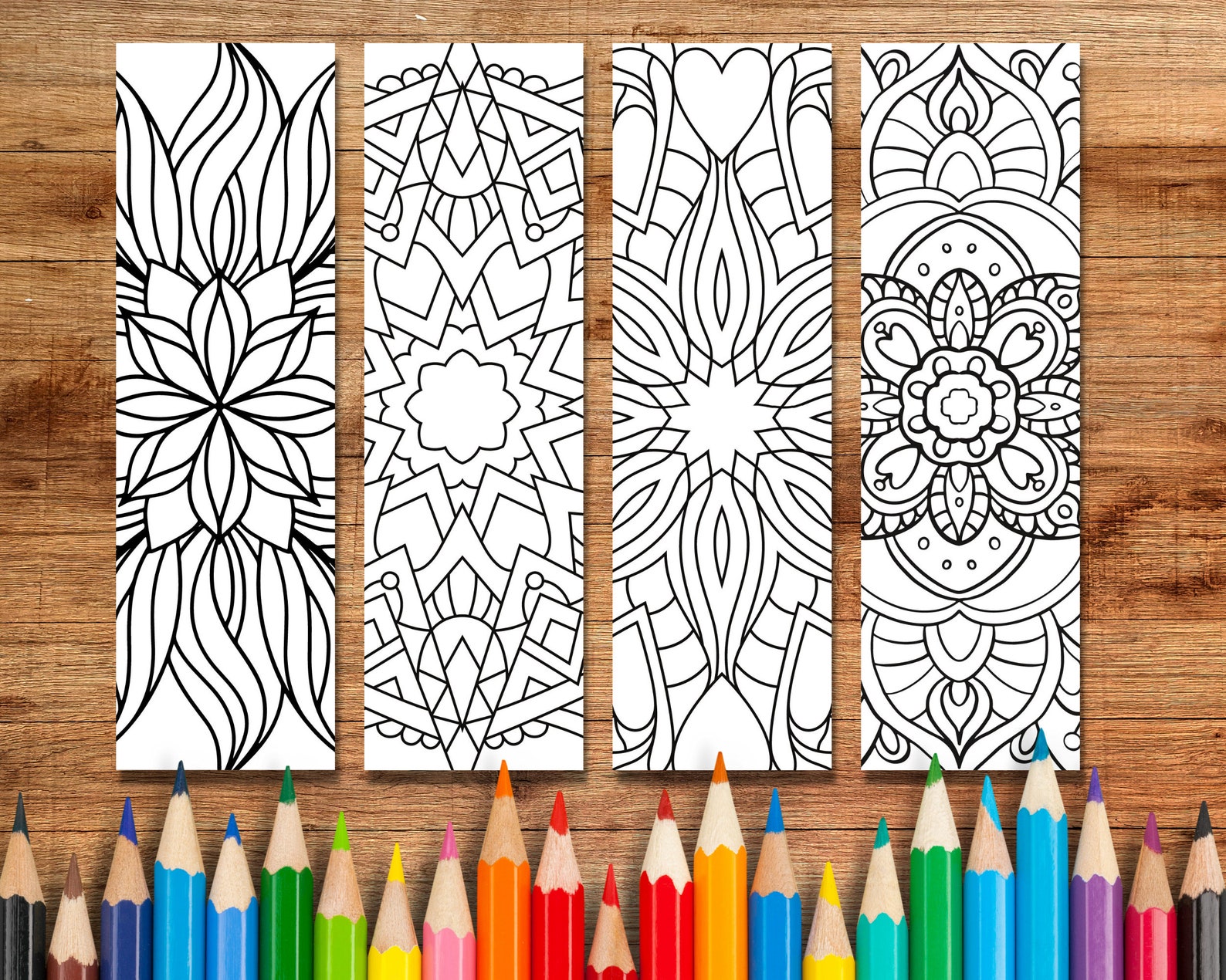 Coloring Bookmark, Printable Bookmark, Bookmark Set of 30, Mandala ...