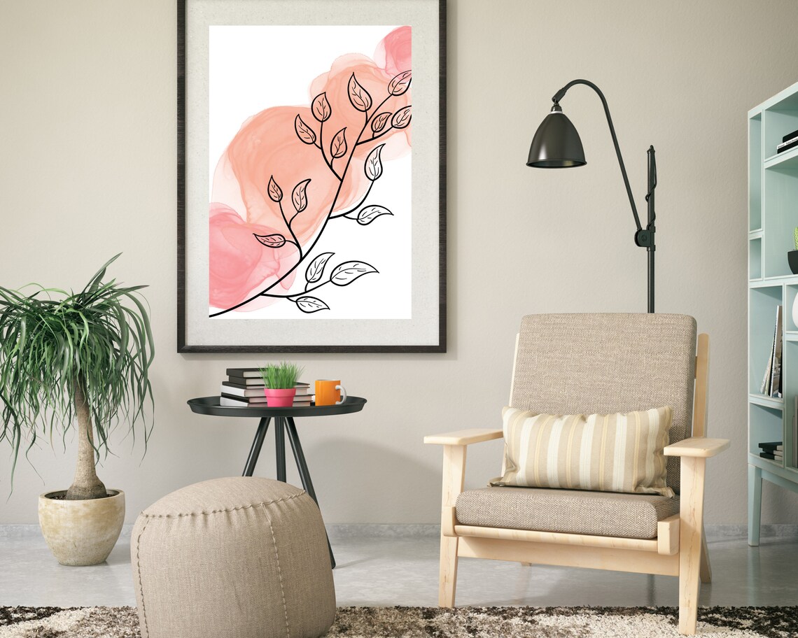 Botanical Line Drawing Print One Line Leaf Poster - Etsy