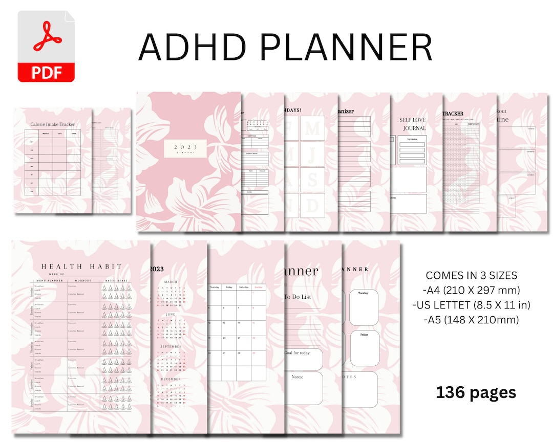 ADHD Planner, ADHD Printable Planner, Productivity Planner, Pdf Journal ...