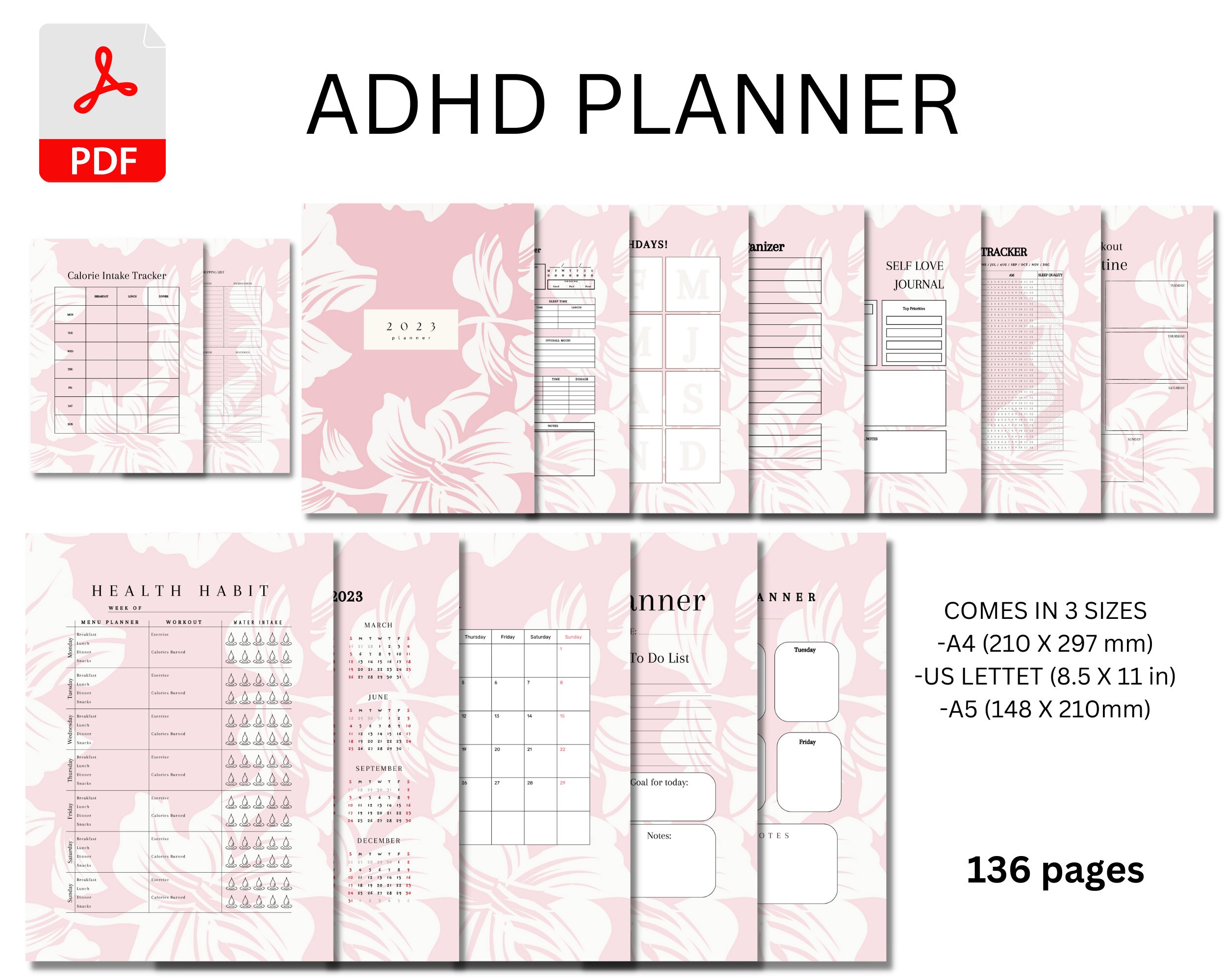 ADHD Planner, ADHD Printable Planner, Productivity Planner, Pdf Journal ...