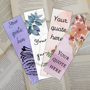 Printable Custom Bookmarks, Bookmark Set of 4, Digital Bookmarks ...