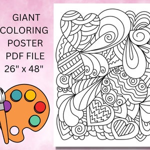 Giant Coloring Poster Valentines Coloring Poster Adult - Etsy