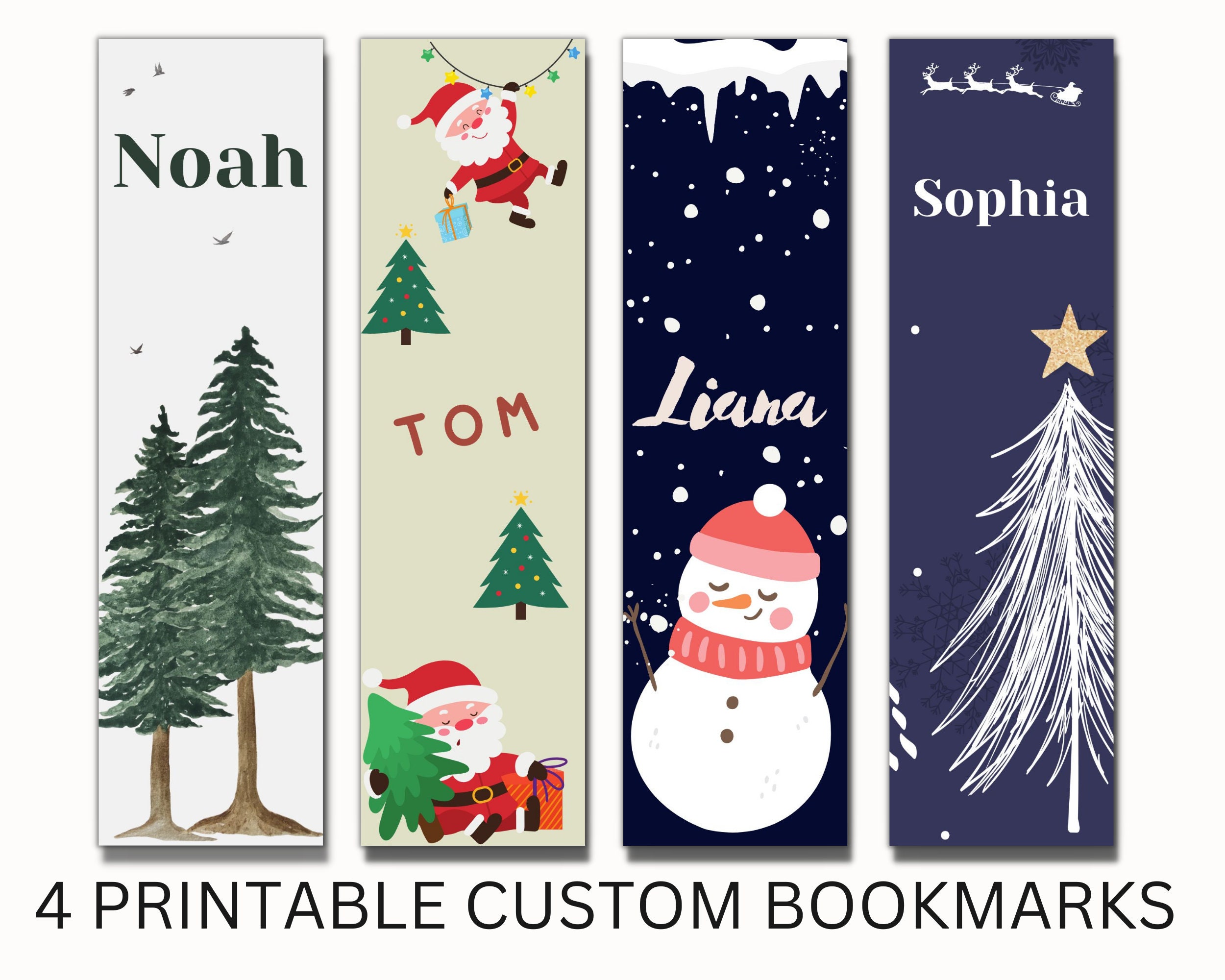 Printable Custom Bookmarks, Christmas Bookmarks, Bookmark for Kids ...
