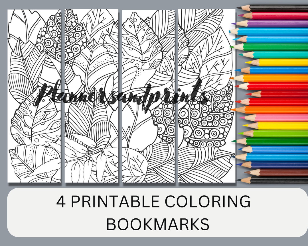 Printable Coloring Fall Bookmarks, Set of 4, Leaf Coloring Bookmarks ...