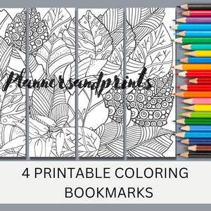 Printable Coloring Fall Bookmarks, Set of 4, Leaf Coloring Bookmarks ...