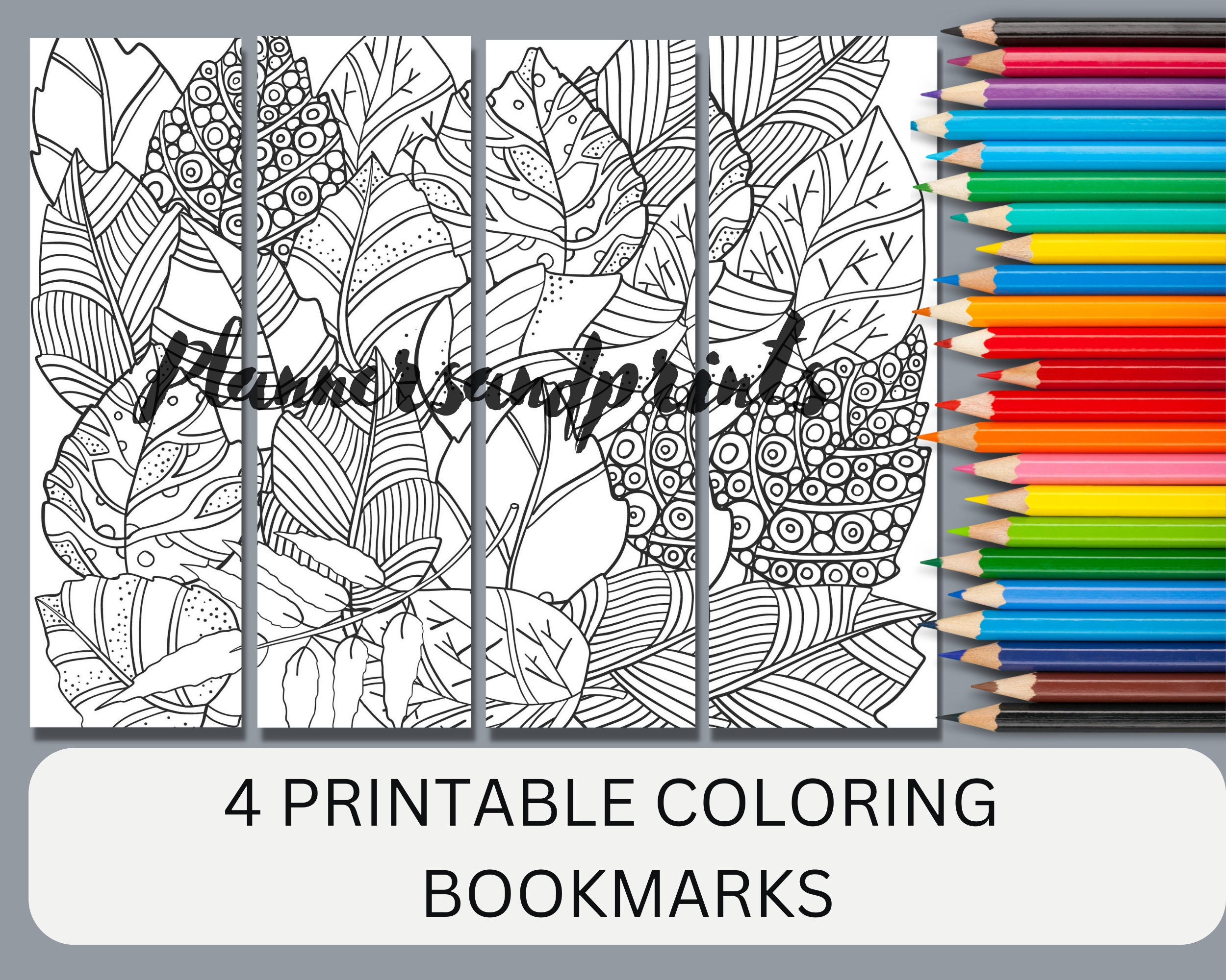 Printable Coloring Fall Bookmarks, Set of 4, Leaf Coloring Bookmarks ...