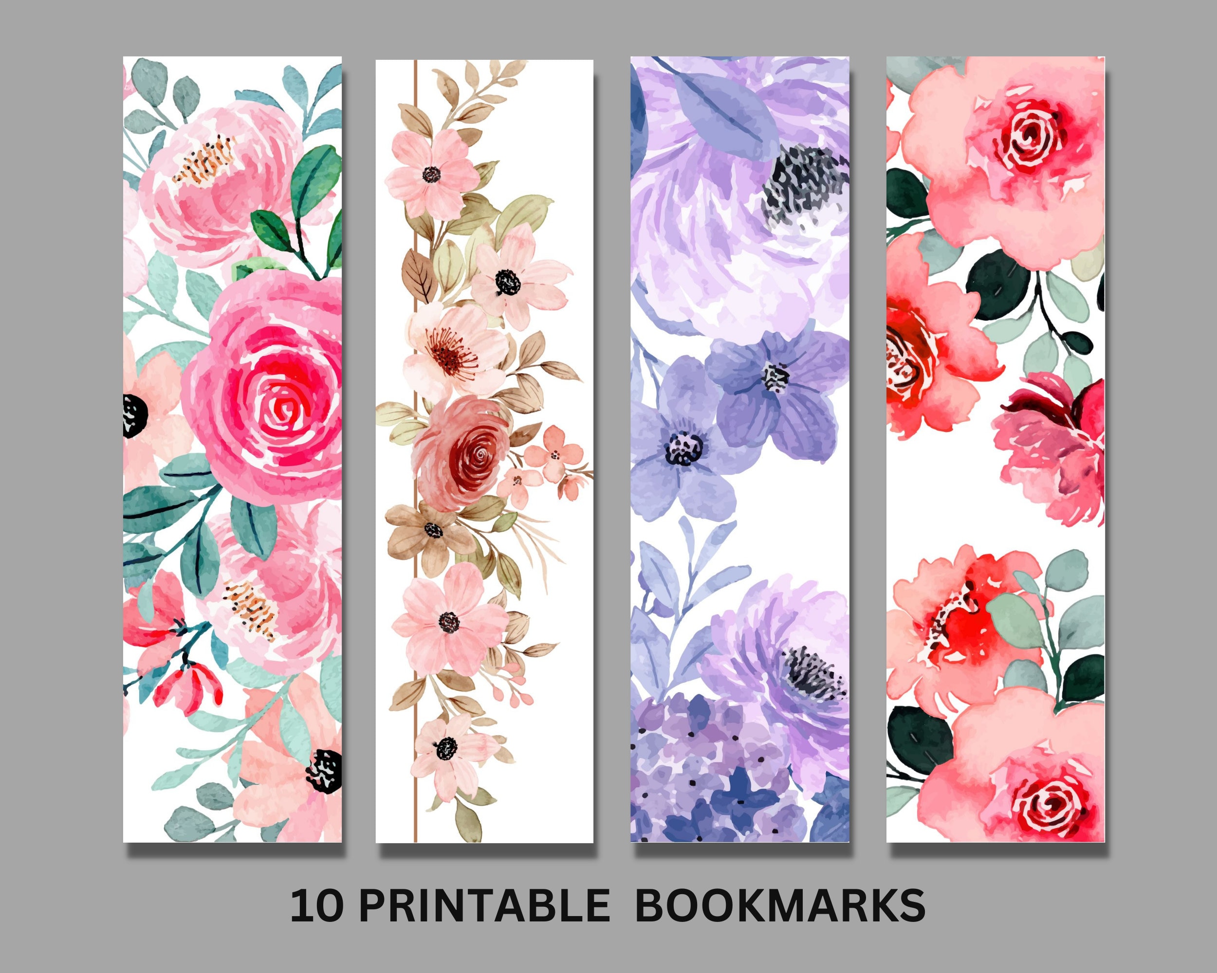 Printable Bookmarks, Bookmark Set of 10, Digital Bookmark, Reader Gift ...