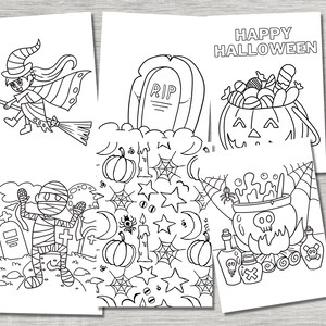 Printable Halloween Coloring Pages, Halloween Coloring Sheets, Instant ...