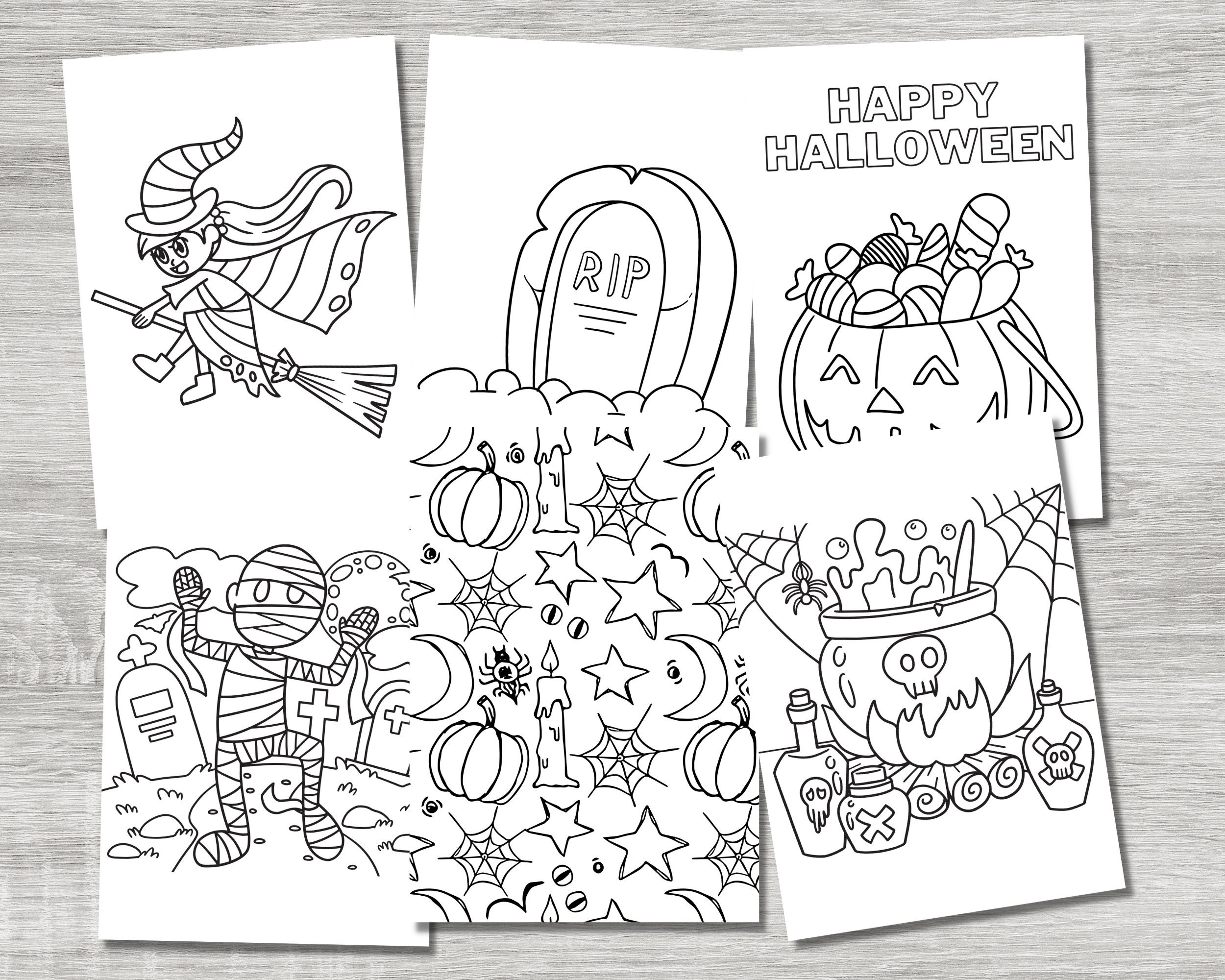 Printable Halloween Coloring Pages, Halloween Coloring Sheets, Instant ...
