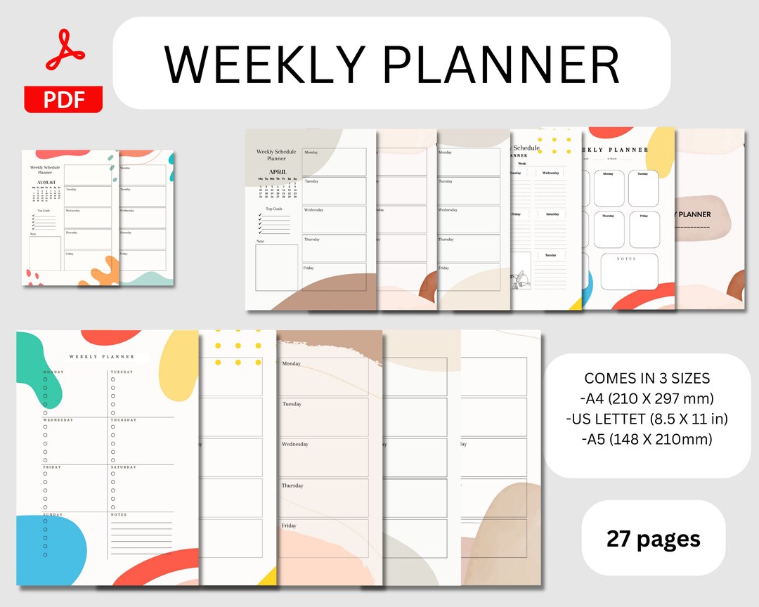 Printable Weekly Planner: ADHD Productivity Planner (PDF Download) - Etsy