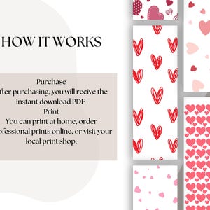 Heart Bookmark, Digital Valentine's Bookmarks, Printable Bookmarks ...