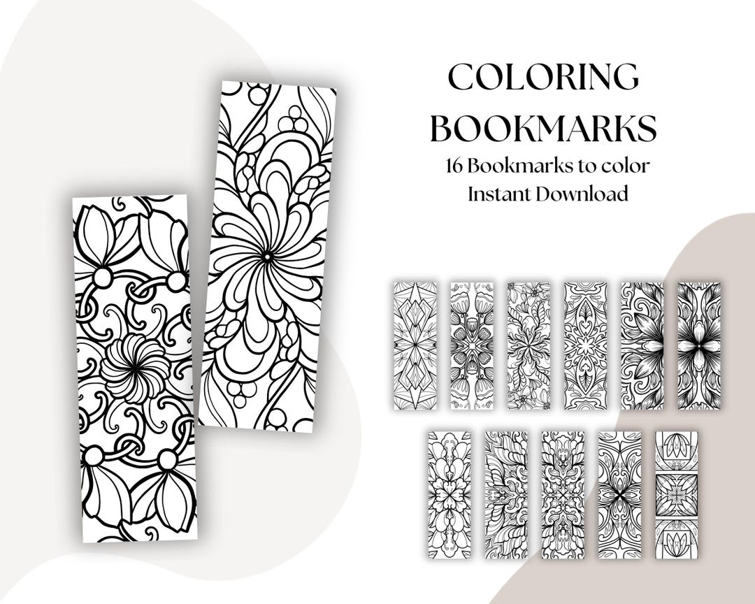 Printable Coloring Bookmarks: Mandala & Floral Designs (set of 16 ...