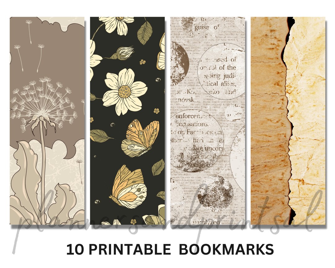 Printable Bookmark, Bookmark Set of 10, Vintage Print, Vintage Bookmark ...