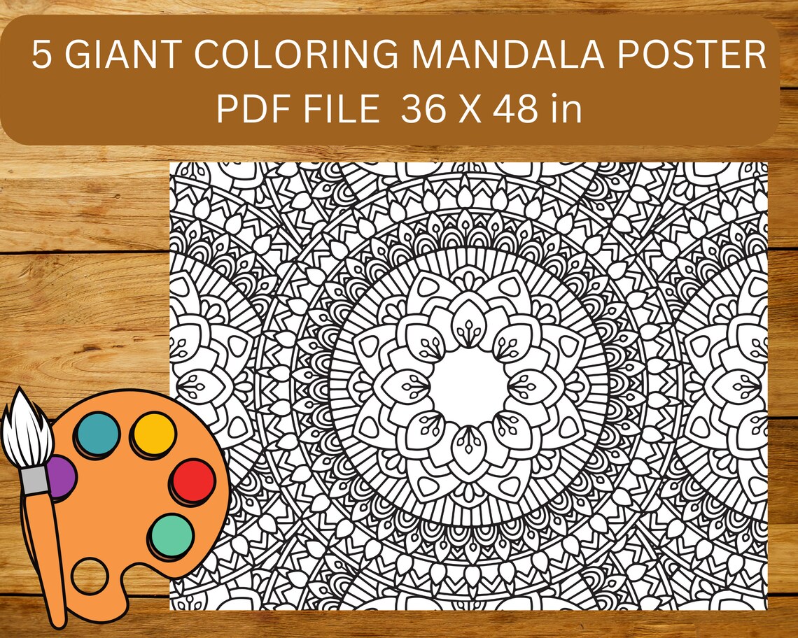 Giant Coloring Poster, Mandala Coloring Poster, Adult Coloring Page ...