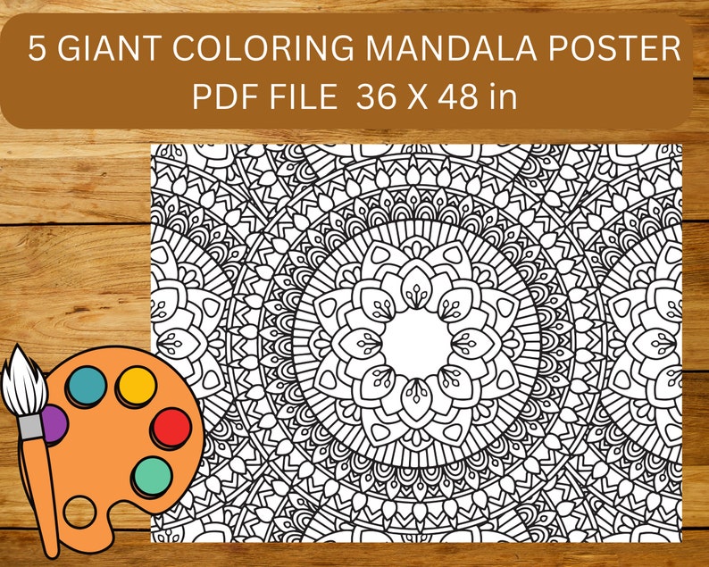 Giant Coloring Poster, Mandala Coloring Poster, Adult Coloring Page ...