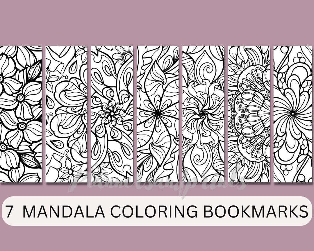 Mandala Coloring Bookmarks: 7 Printable Designs (PDF) - Etsy