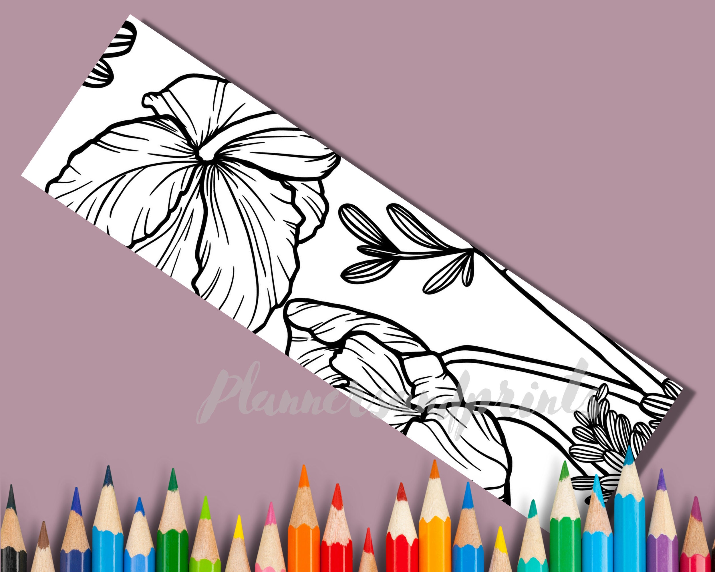 Floral Coloring Bookmarks: Printable Booklover Gift (PDF Download) - Etsy
