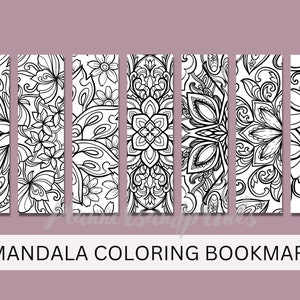 Printable Coloring Bookmarks Set of 7, Mandala Bookmarks, Coloring ...