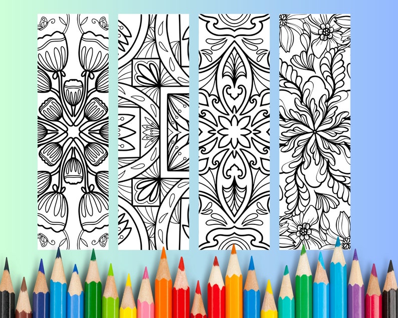 Digital Bookmark for Coloring, Mandala Coloring Bookmark, Coloring ...