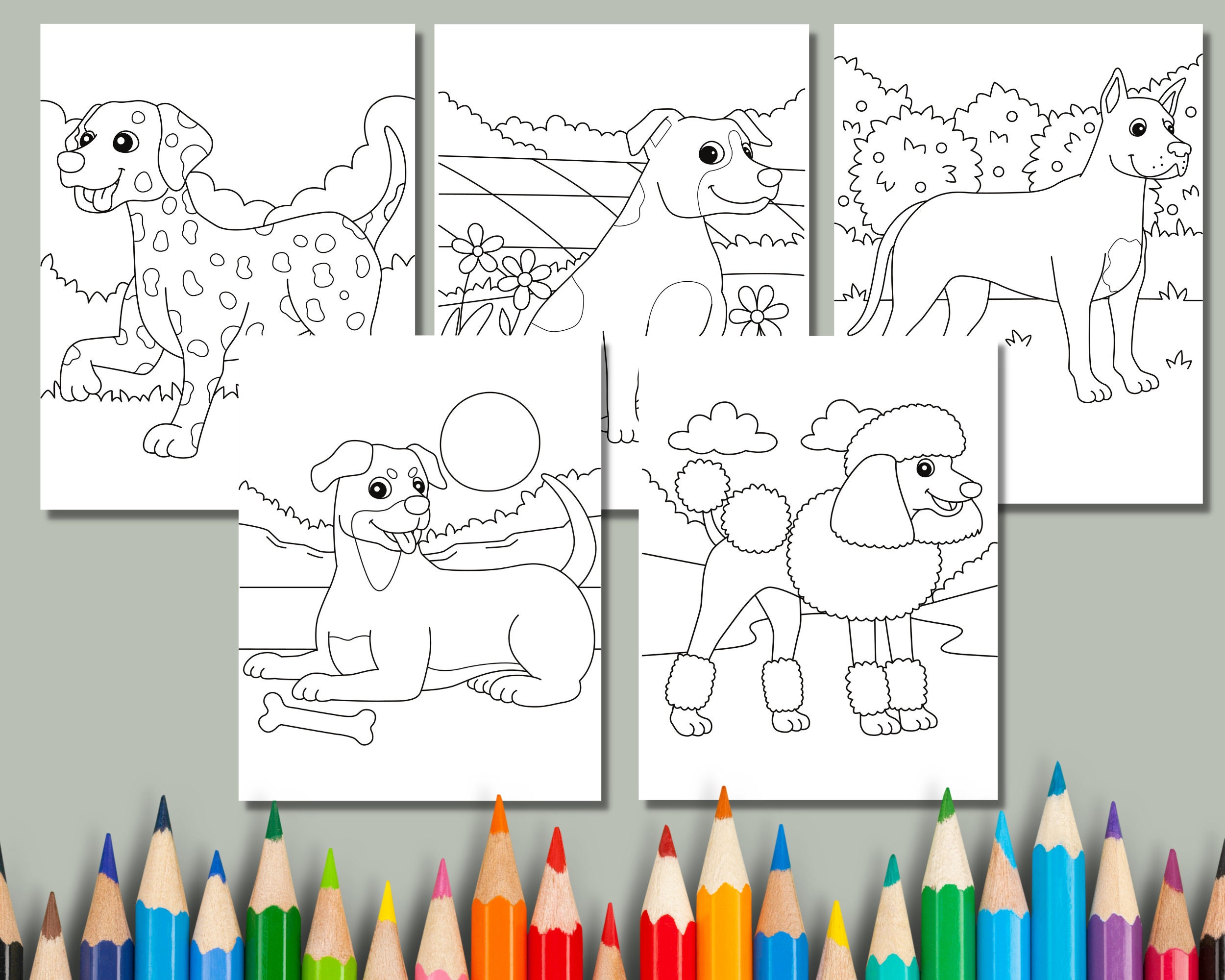 Dog Coloring Pages Printable Coloring Pages Dog Lover Gift Coloring ...