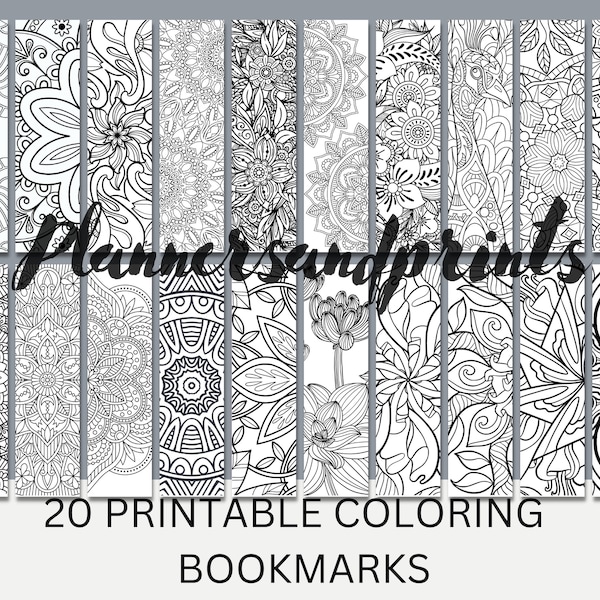 Mandala Printable Bookmarks, Printable Coloring Bookmarks Set of 20 ...