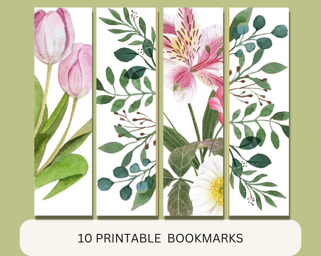Printable Bookmarks, Botanical Print, Floral Print, Digital Bookmarks ...
