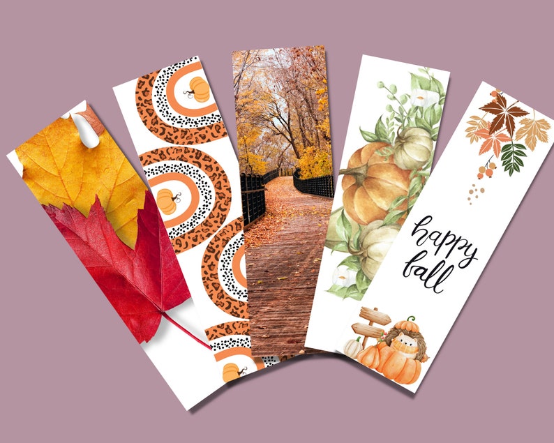Fall Floral Printable Bookmarks: Autumn Designs, Set of 5 (PDF) - Etsy