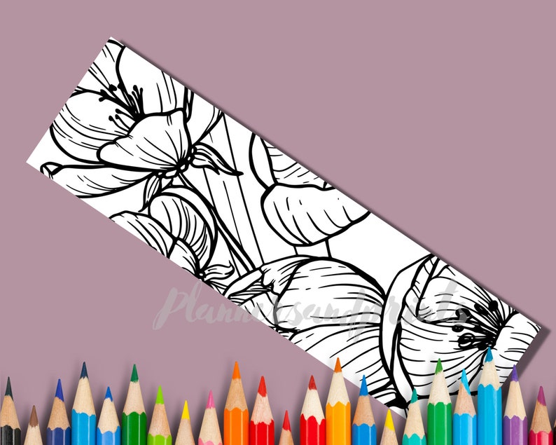 Floral Coloring Bookmarks: Printable Booklover Gift (PDF Download) - Etsy
