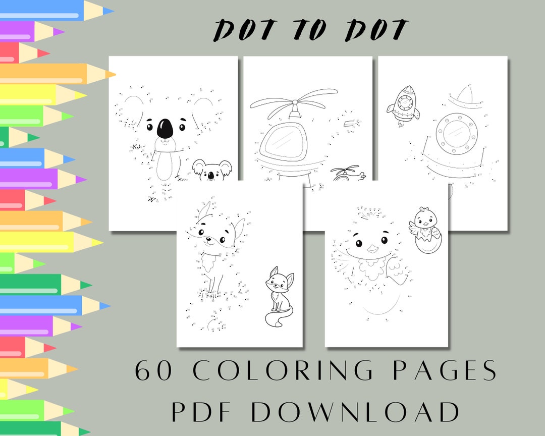 Dot to Dot Book for Kids, Printable Activity Pages With Animals ...