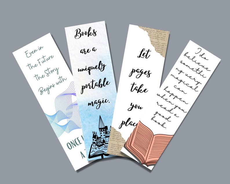 Printable Bookmarks Set of 4 Quote Bookmark Instant Download Printable ...