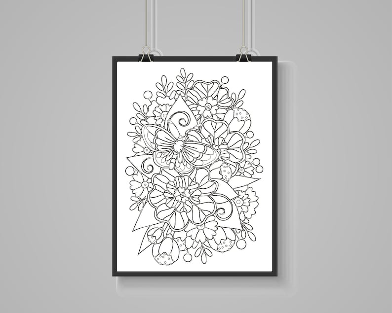 Giant Coloring Poster, Floral Coloring Poster, Adult Coloring Page ...