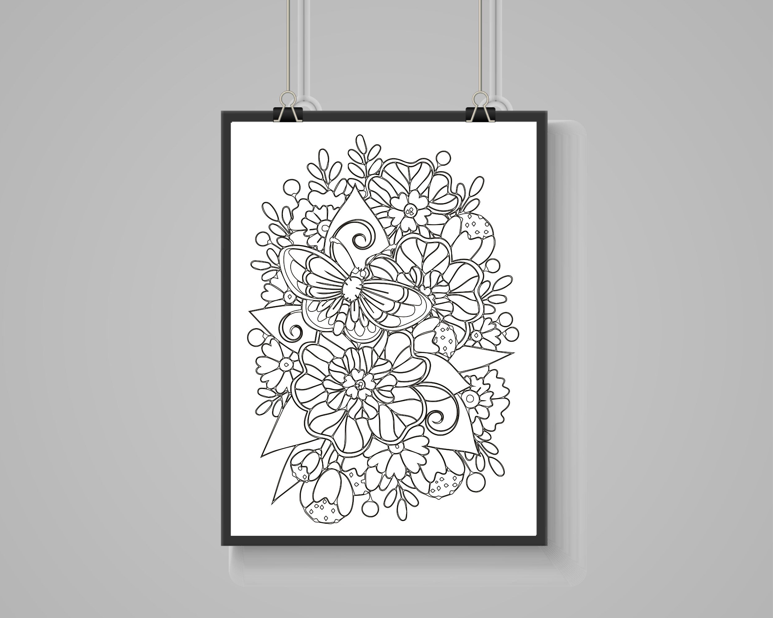 Giant Coloring Poster, Floral Coloring Poster, Adult Coloring Page ...