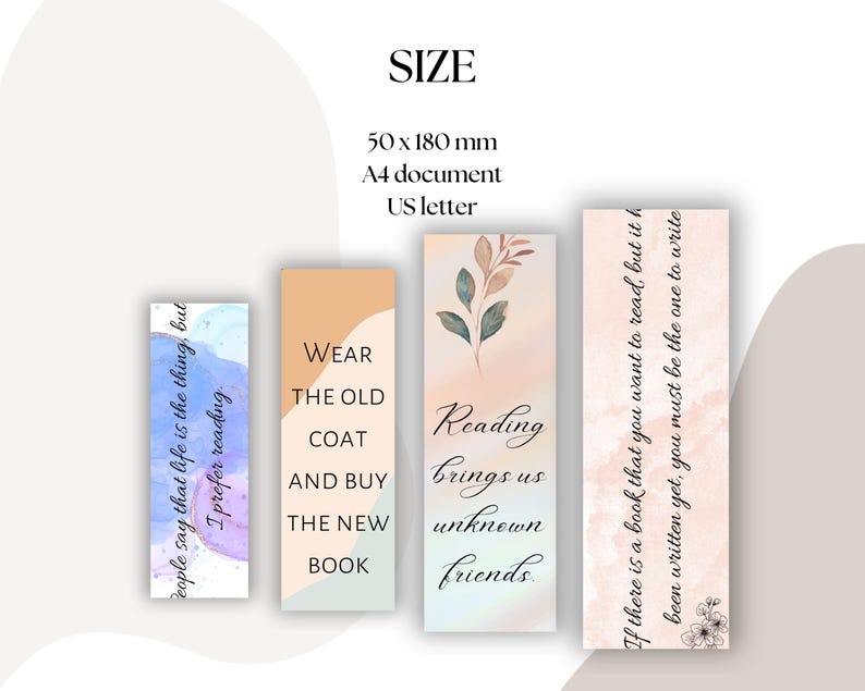 Set of 5 Printable Bookmarks With Famous Quotes | Digital Download ...