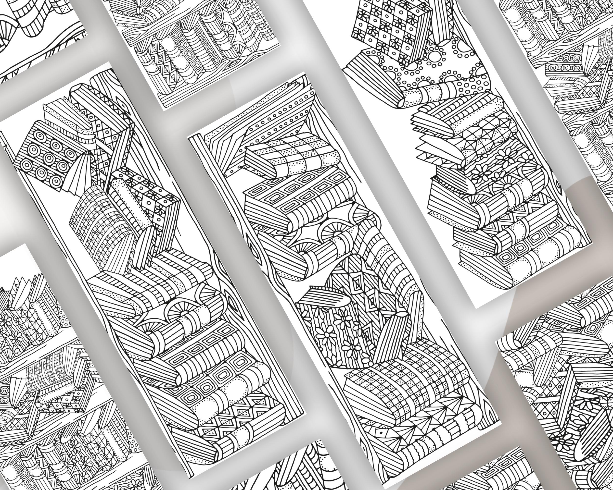Book Lover's Coloring Bookmarks – Digital Download of 7 Unique ...