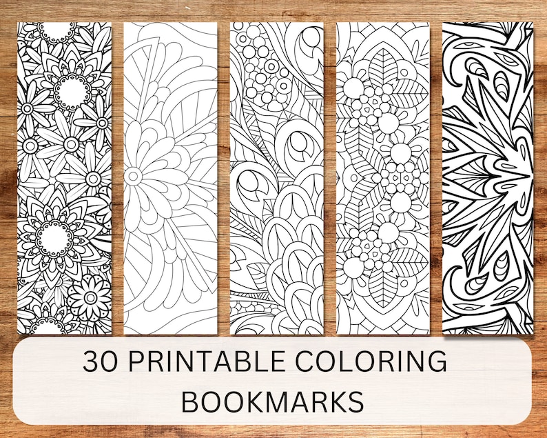 Coloring Bookmark, Printable Bookmark, Bookmark Set of 30, Mandala ...